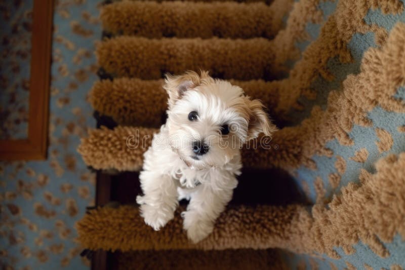 Top-down View of Puppy Ascending Staircase Stock Illustration ...