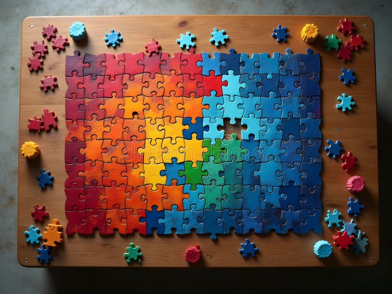 A Puzzle in Progress on a Coffee Table Stock Illustration ...