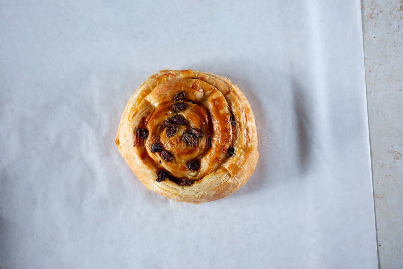 Top Down Raisin Roll Pastry Stock Photo - Image of retail, agriculture ...