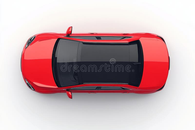 A Top-down View of a Red Vehicle on a White Surface Stock Image - Image ...