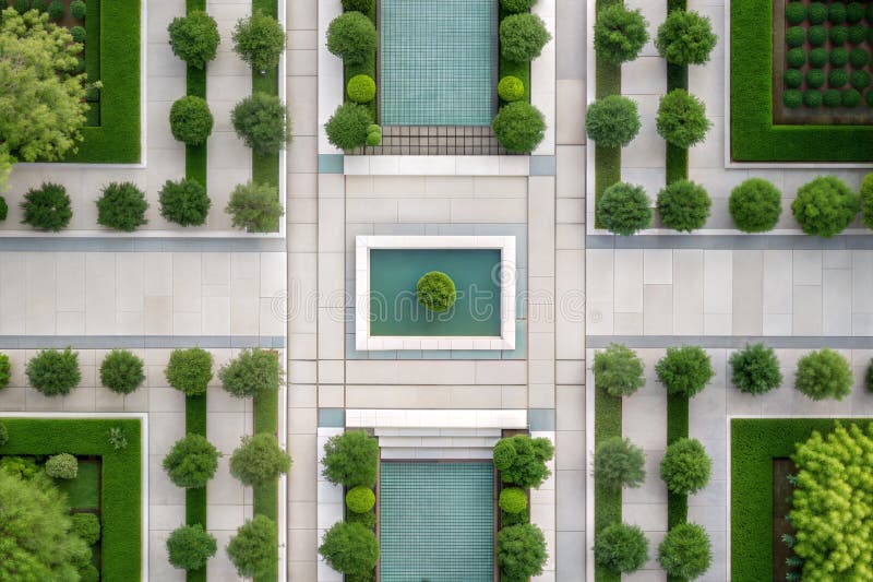 Minimalistic Garden Layout Showcases Serene Greenery and Geometric ...