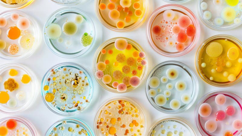 Top Down View of Samples of Bacteria and Virus Samples in a Science Lab ...