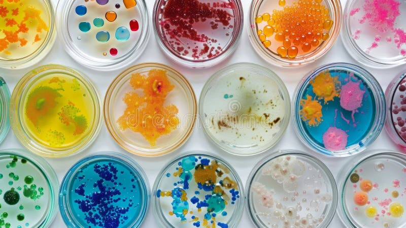 Top Down View of Samples of Bacteria and Virus Samples in a Science Lab ...