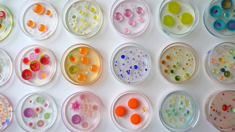 Top Down View of Samples of Bacteria and Virus Samples in a Science Lab ...