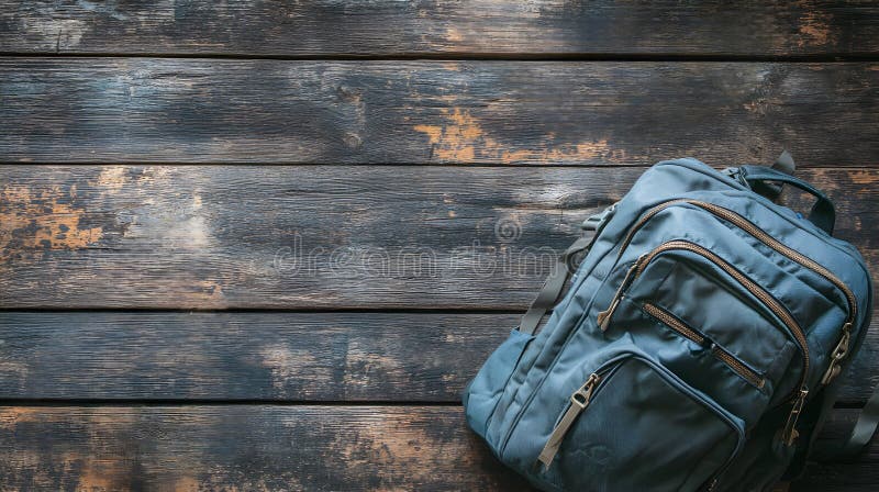 A Top Down View of a School Backpack on a Table Stock Image - Image of ...