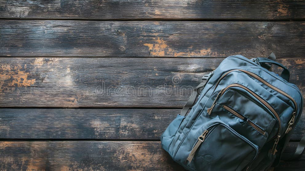 A Top Down View of a School Backpack on a Table Stock Image - Image of ...