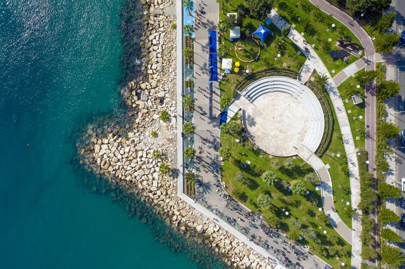 Top Down View of Seafront Park in Limassol, Cyprus Stock Photo - Image ...
