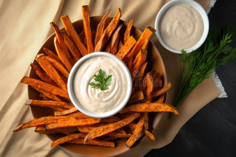 Top-down View of a Serving of Sweet Potato Fries Stock Image - Image of ...