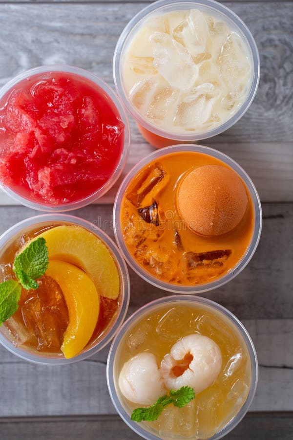 Variety of Milk Tea and Fruit Tea Drinks Stock Image - Image of menu ...