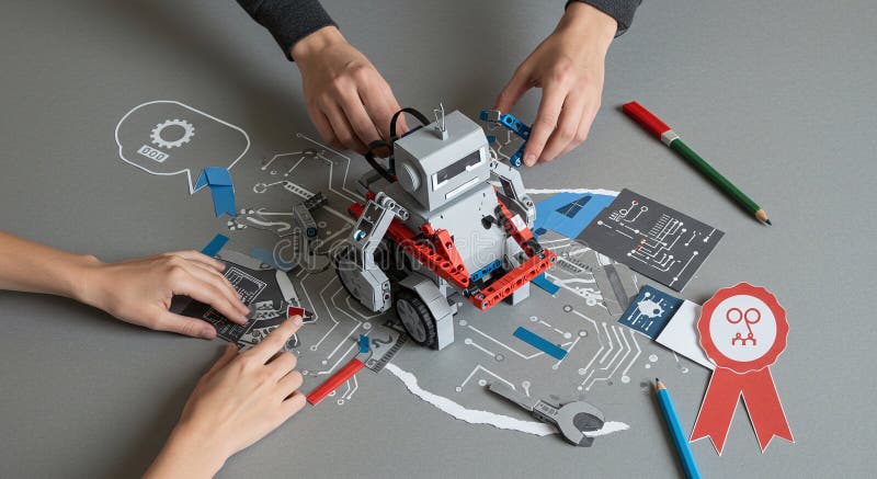 Building a Robot: STEM Education and Innovation Stock Illustration ...