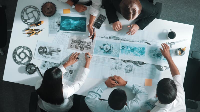 Top View of Engineer Show and Talk about Turbine Engine Design ...