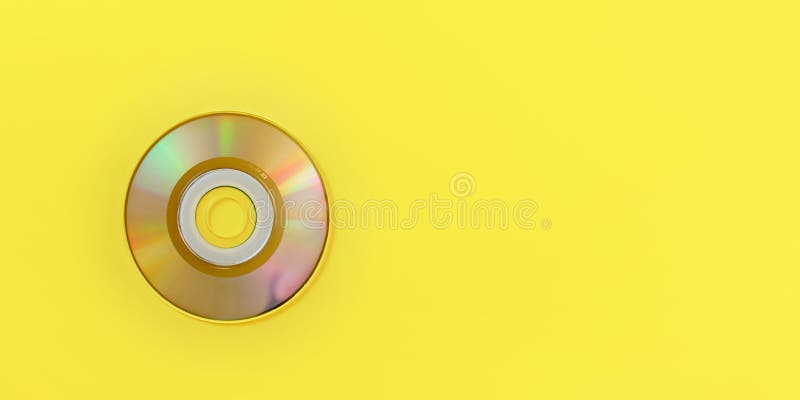 Top Down View, Small CD on Yellow Board, Wide Banner with Space for ...
