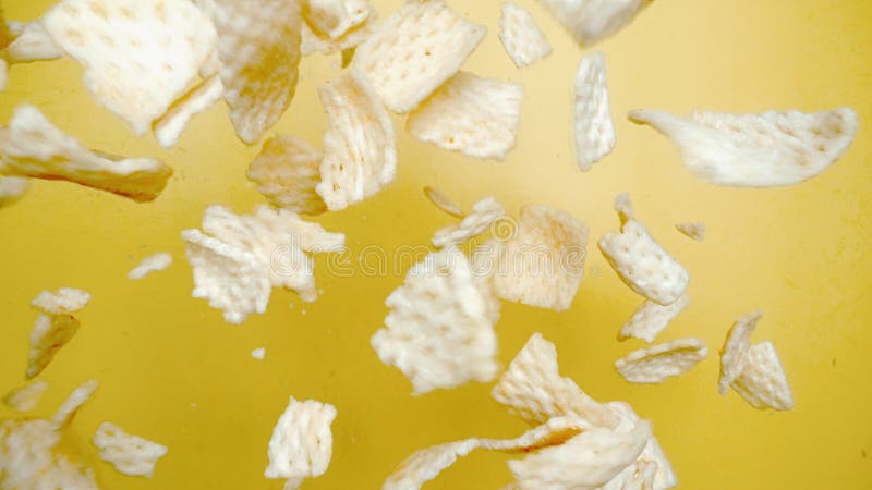 Top Down View of Snack Flying in the Air from Explosion and Falling ...