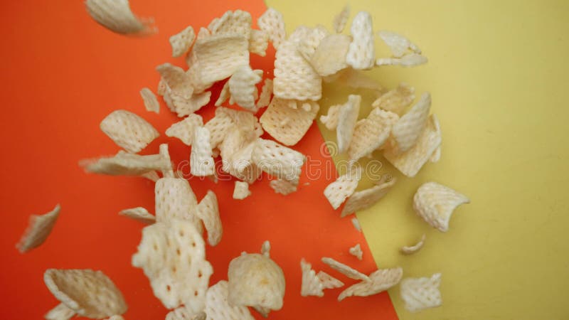 Top Down View of Snack Flying in the Air from Explosion and Falling ...