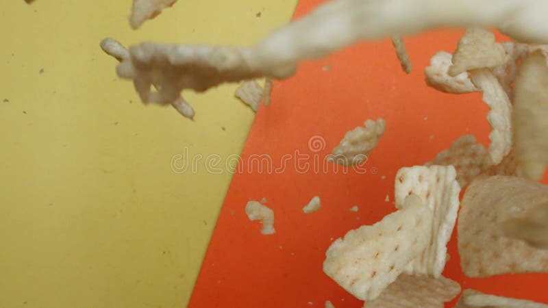 Top Down View of Snack Flying in the Air from Explosion and Falling ...