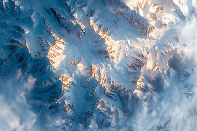 "Snowy Majesty: Aerial View of Pristine Mountain Peaks" Stock ...
