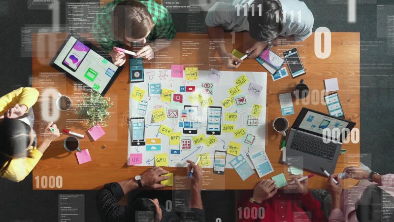 Top View of Developer Use Mind Map Brainstorm about Coding Prompt. Convocation. Stock Footage ...