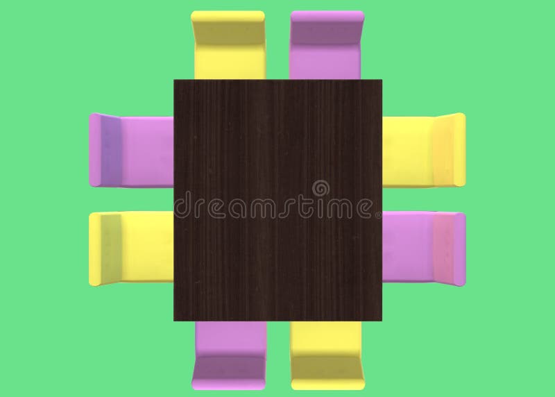 Top Down View of Some Tables and Colourful Chairs As in an Office ...