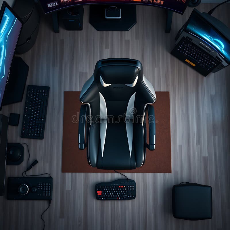 A Top Down View of a Spacious Gaming Setup Featuring a High Backed ...