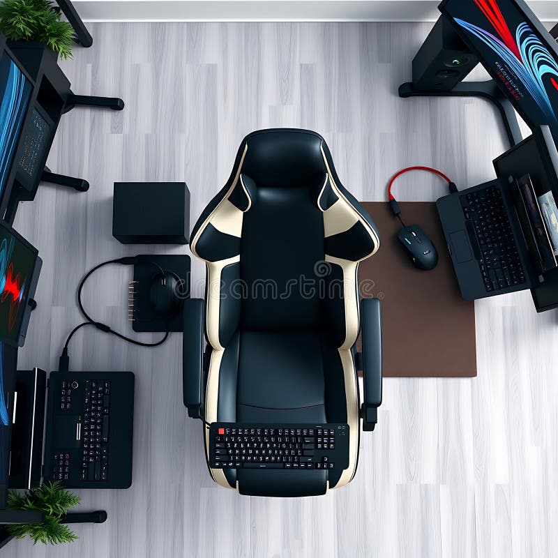A Top Down View of a Spacious Gaming Setup Featuring a High Backed ...