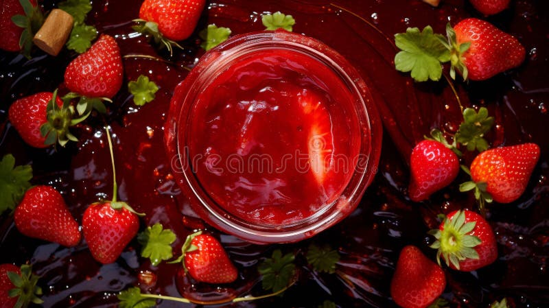 Top Down View of Spilled Strawberry Jam Jar Stock Illustration ...