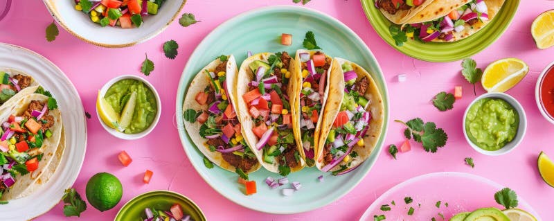 Mexican Tacos Flying in the Air Exploding with Flavour and Bursting ...