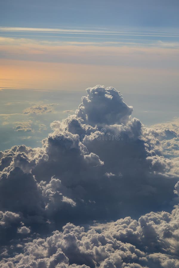 Top Down View of Tall Dense Cloud during Sunset Stock Image - Image of ...