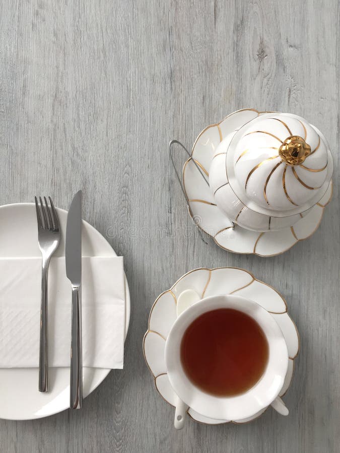 Top Down View of a Tea Drinking Set Stock Photo - Image of view, food ...