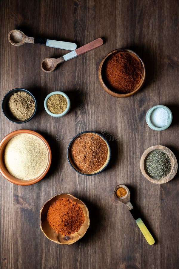 Top Down View of Various Ground Spices Used in Making a Southwest Spice ...