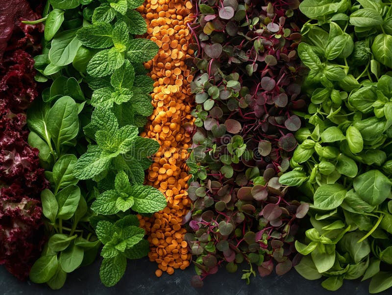 Top Down View on Various Herbs for Food Preparation, Aerial Image of ...