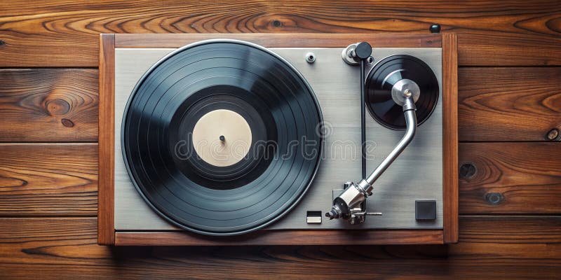Top Down View of a Vinyl Record on a Modern Turntable Creative AI Stock ...