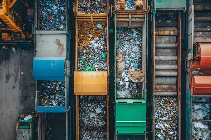 Top-down View of a Waste Management Plant with Clearly Marked Recycling ...