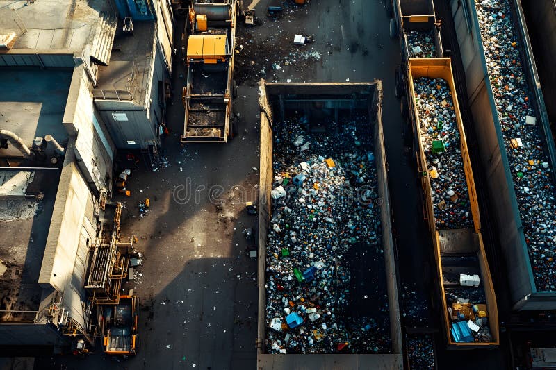Top-down View of a Waste Management Plant with Clearly Marked Recycling ...