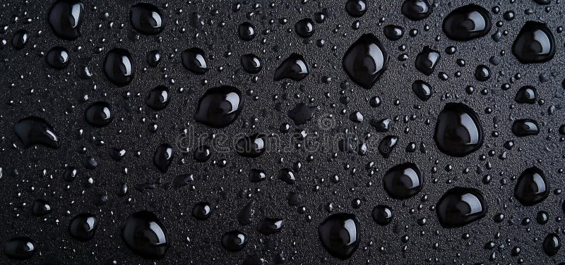 Top Down View Water Droplets Black Textured Surface Creating Wet ...