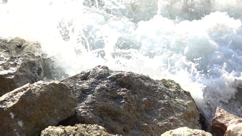 Top Down View of Waves Crushing the Coast Line, Rocks Stock Video ...
