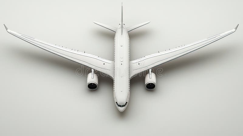Top-down View of a White Airplane Model on a White Background Stock ...