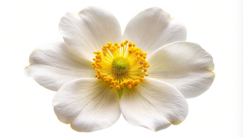 Top-Down View White Flower with Yellow Stamens Stock Illustration ...