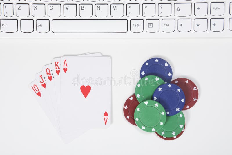 Top Down View on Winning Cards and Poker Chips Stock Photo - Image of ...