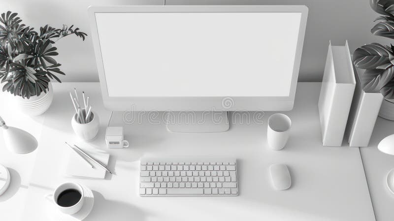 Top Down View on a Workstation in an Office.Generative AI Stock ...