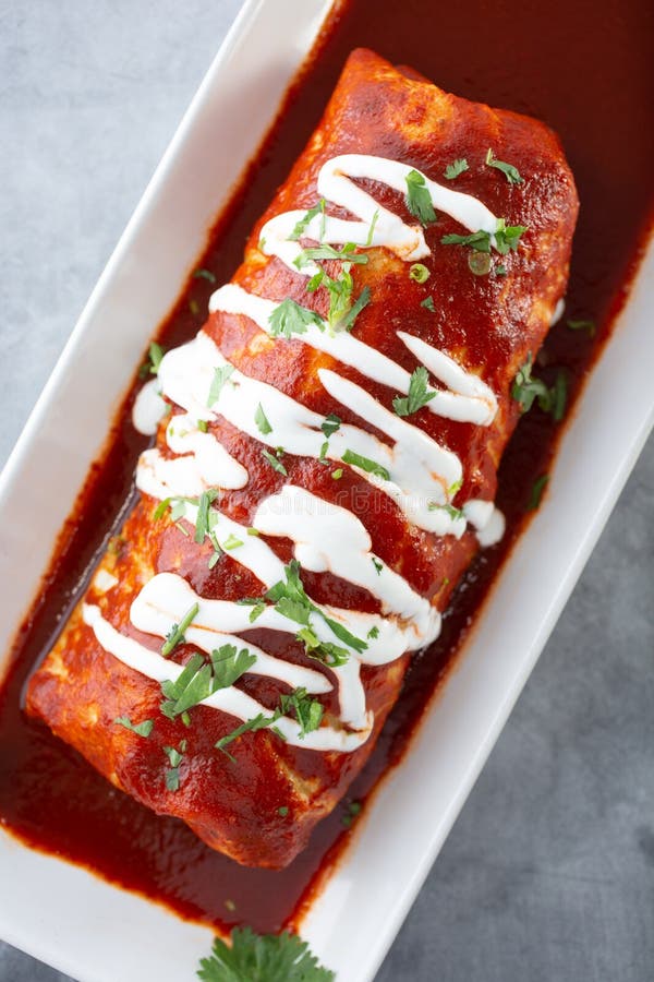 Top down wet burrito plate stock image. Image of kitchen - 277539021