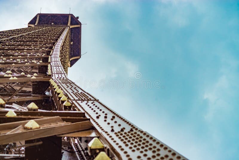 The Top of the Eiffel Tower from a Unique Point of View. Stock Image ...