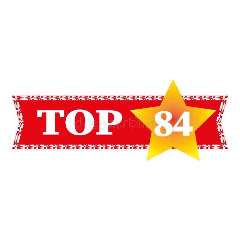 Top Eighty Four Banner. Bold 84 Number. Yellow Star Highlight. Red ...
