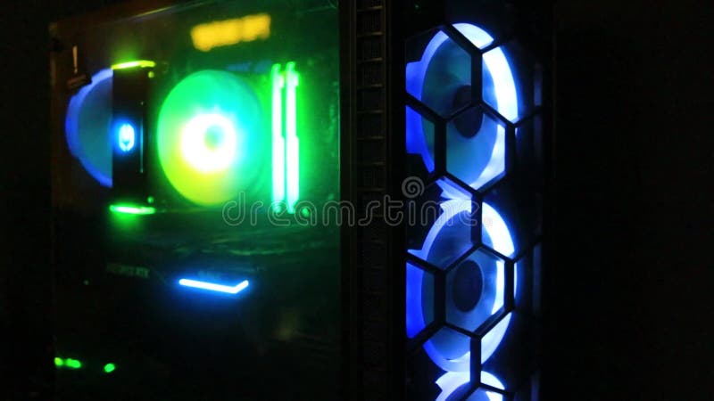 Top-end System Unit for Gaming PC Computer. Inside of Led Illuminated ...