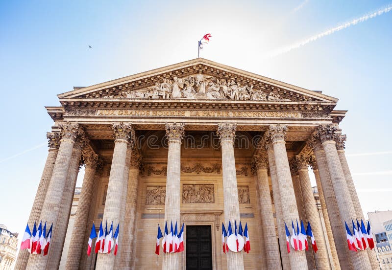 Top of the Facade of the Pantheon in Paris Stock Photo - Image of ...