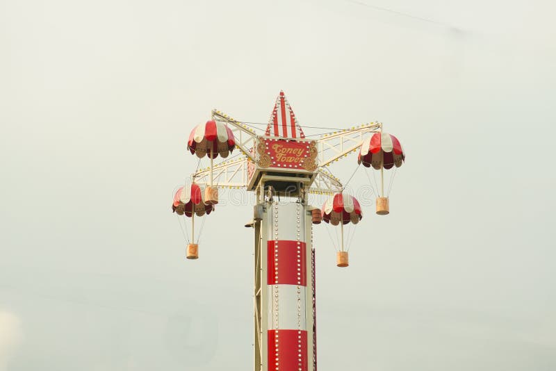 The Top of the Falling Tower Amusement Ride Tower in the Amusement Park ...