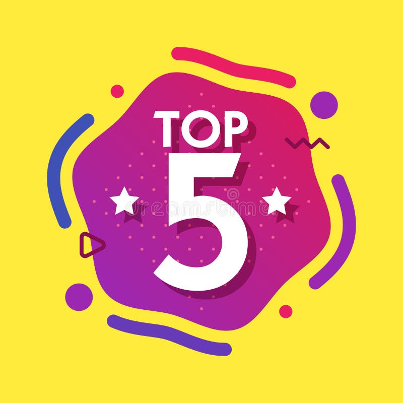 Top 5 Five Words on Purple Abctract Background. Vector Illustration ...
