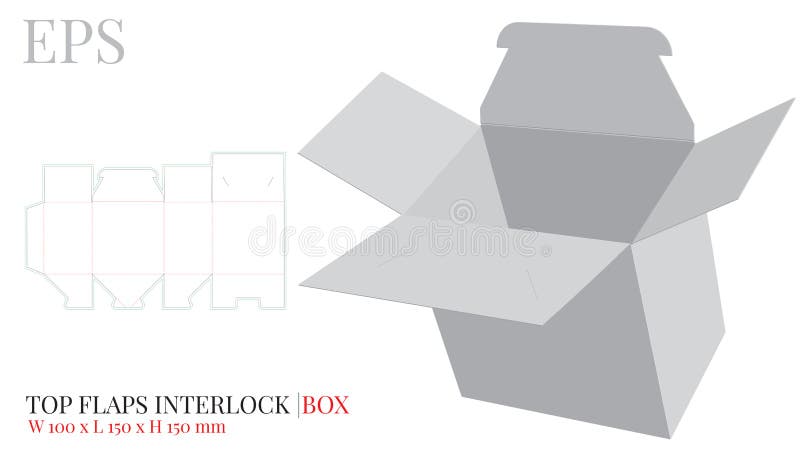 Top Flaps Inter Lock Box Template, Vector with Die Cut / Laser Cut ...