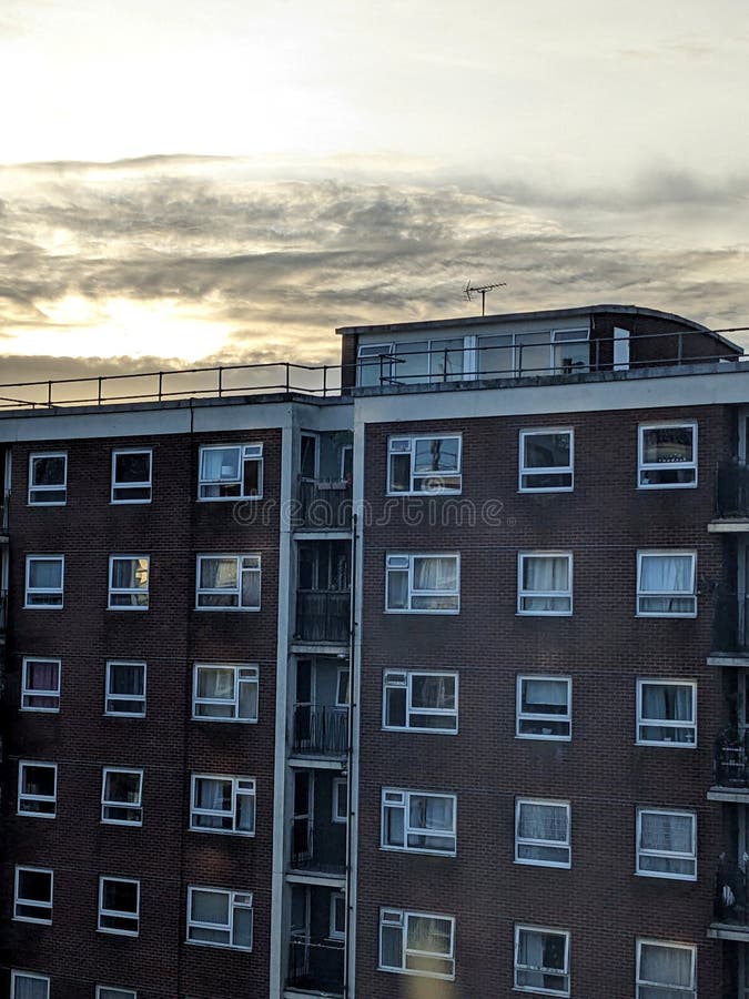 Top Floors of a Highrise Council Block of Flats with Sky Stock Photo ...