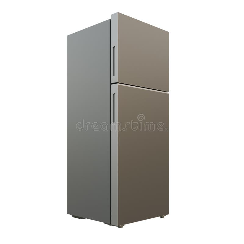 Top Freezer Refrigerator Side View 3D Render Illustration Stock ...