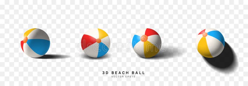 Top, Front, Side, Perspective, View of 3D Beach Ball on Transparent ...